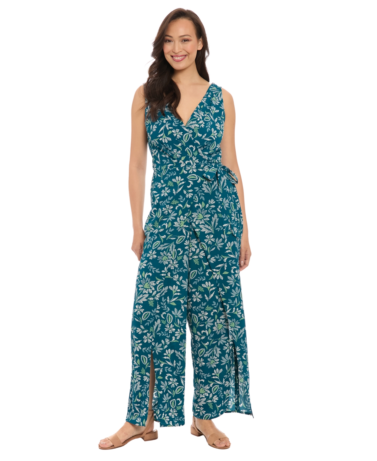 Click here for London Times Womens Walk V-Neck Jumpsuit - Green prices