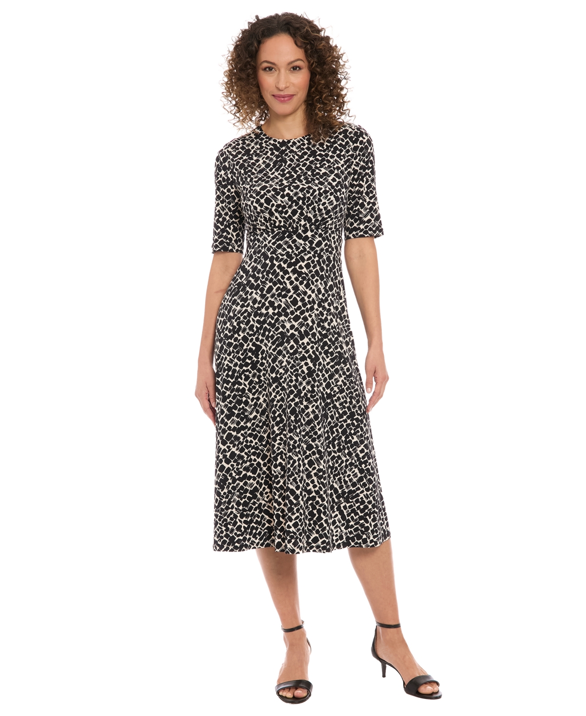 Click here for London Times Womens Short-Sleeve Midi Dress - Blac... prices