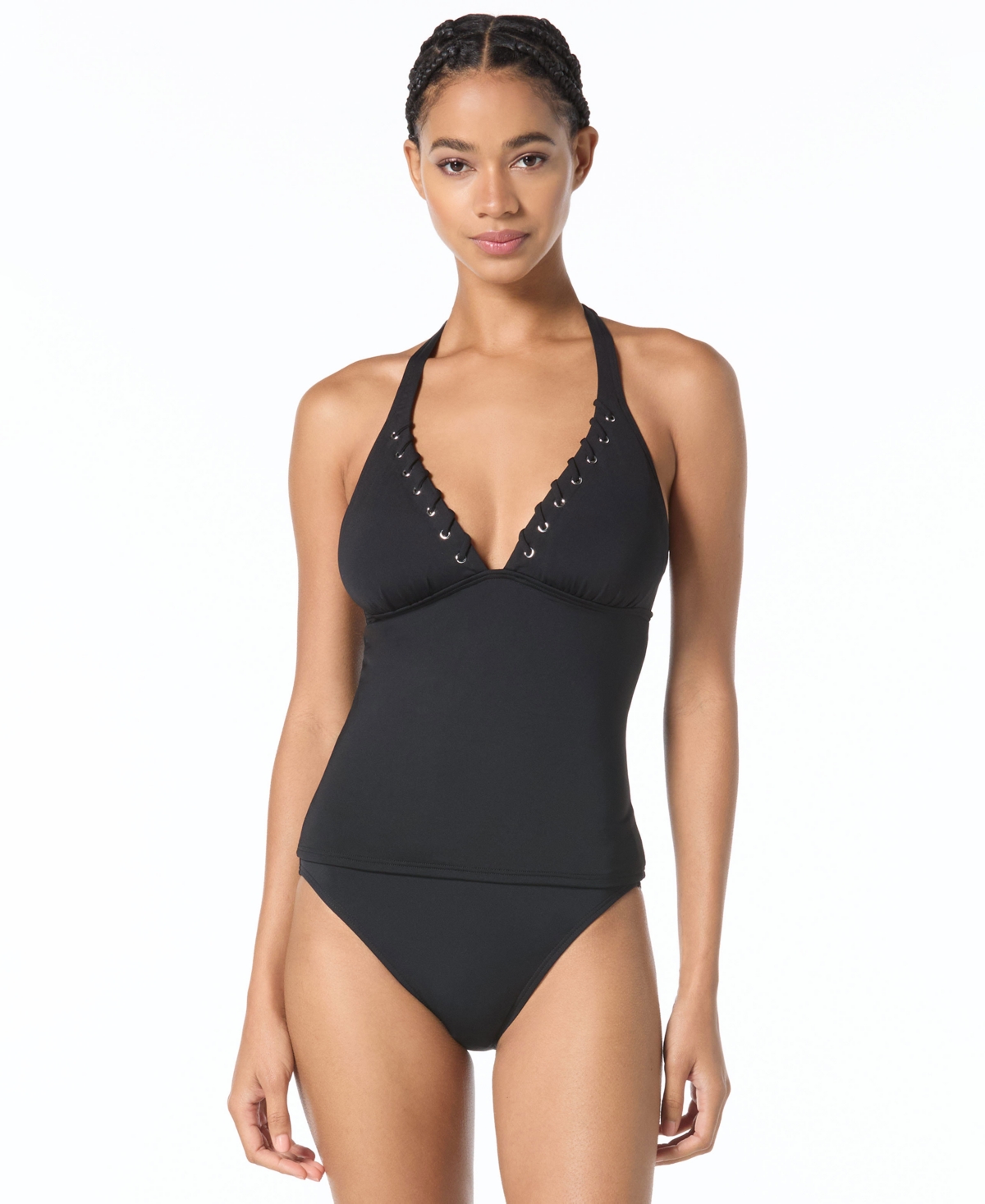 Michael Michael Kors Womens V-Neck Tankini Top - Black