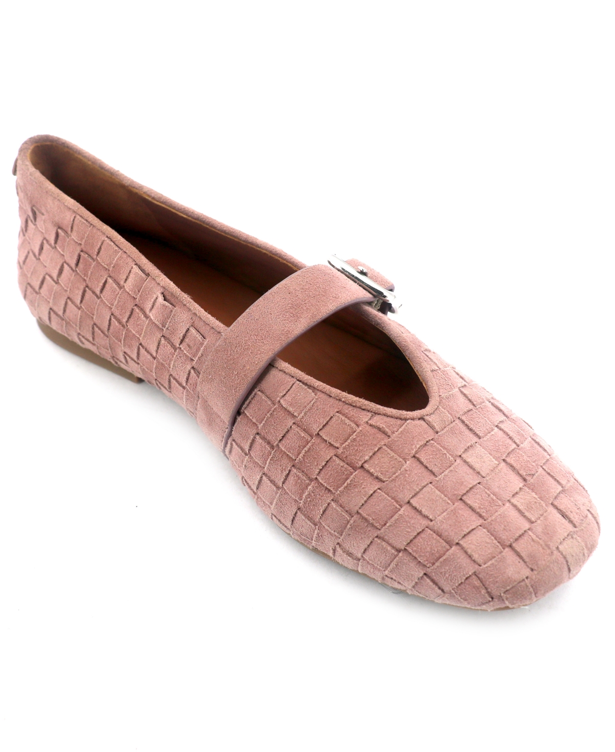 Gentle Souls Womens Winifred Woven Square Toe Flats - Rose Suede