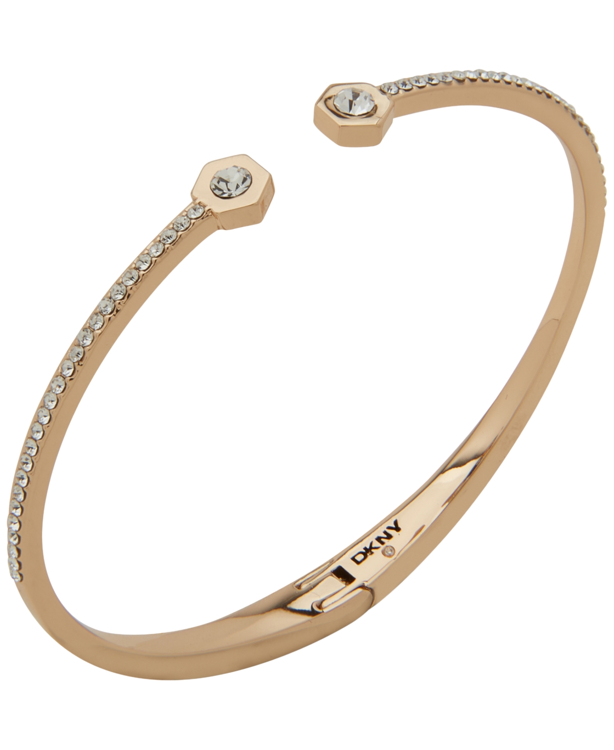 Click here for Dkny Glass Crystal Stone Pave Dynamic Hex Cuff Bra... prices