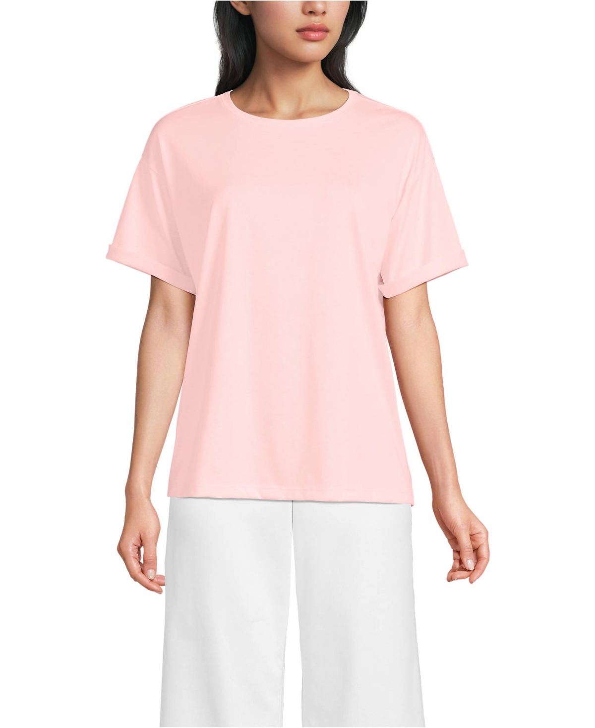 Click here for Lands End Womens Oversized Supima Short Sleeve Cre... prices