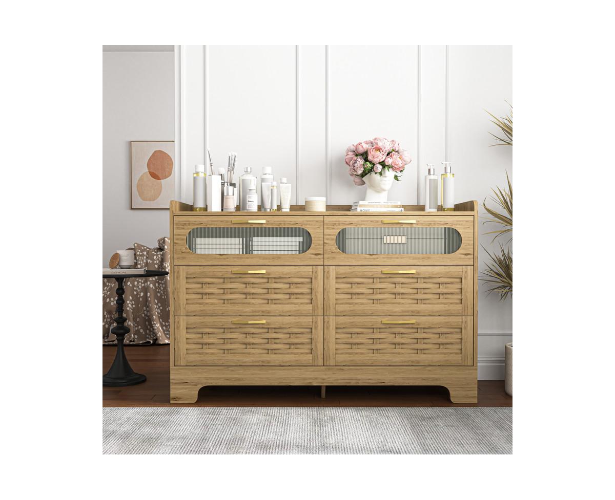 Click here for Casainc Wood Storage Cabinet with 6 Drawers - Natu... prices