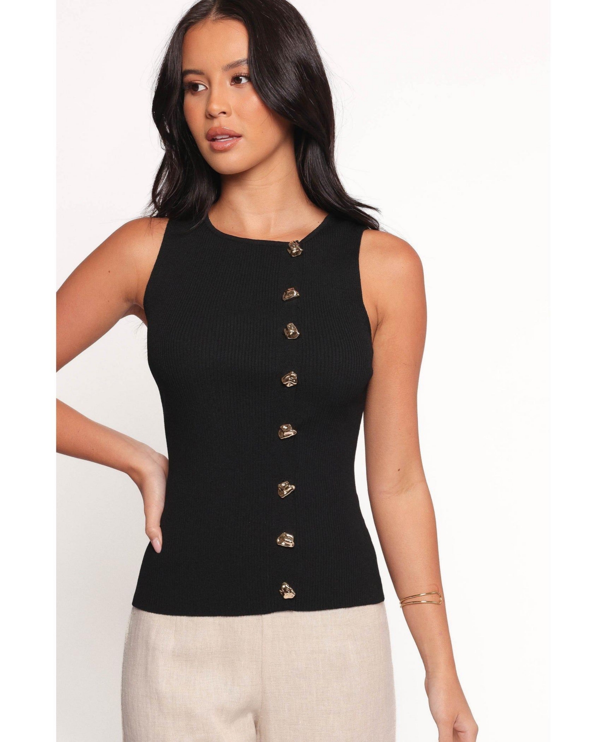 Click here for Petal and Pup Womens Lysa Knit Vest Top - Black prices