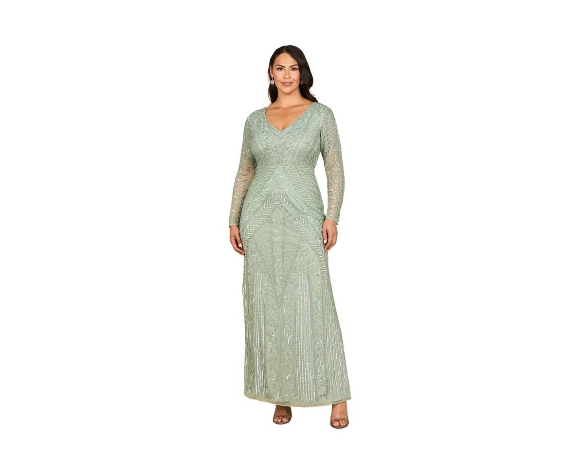 Click here for Lara Womens Long Sleeve Geometric Beaded Gown - Da... prices