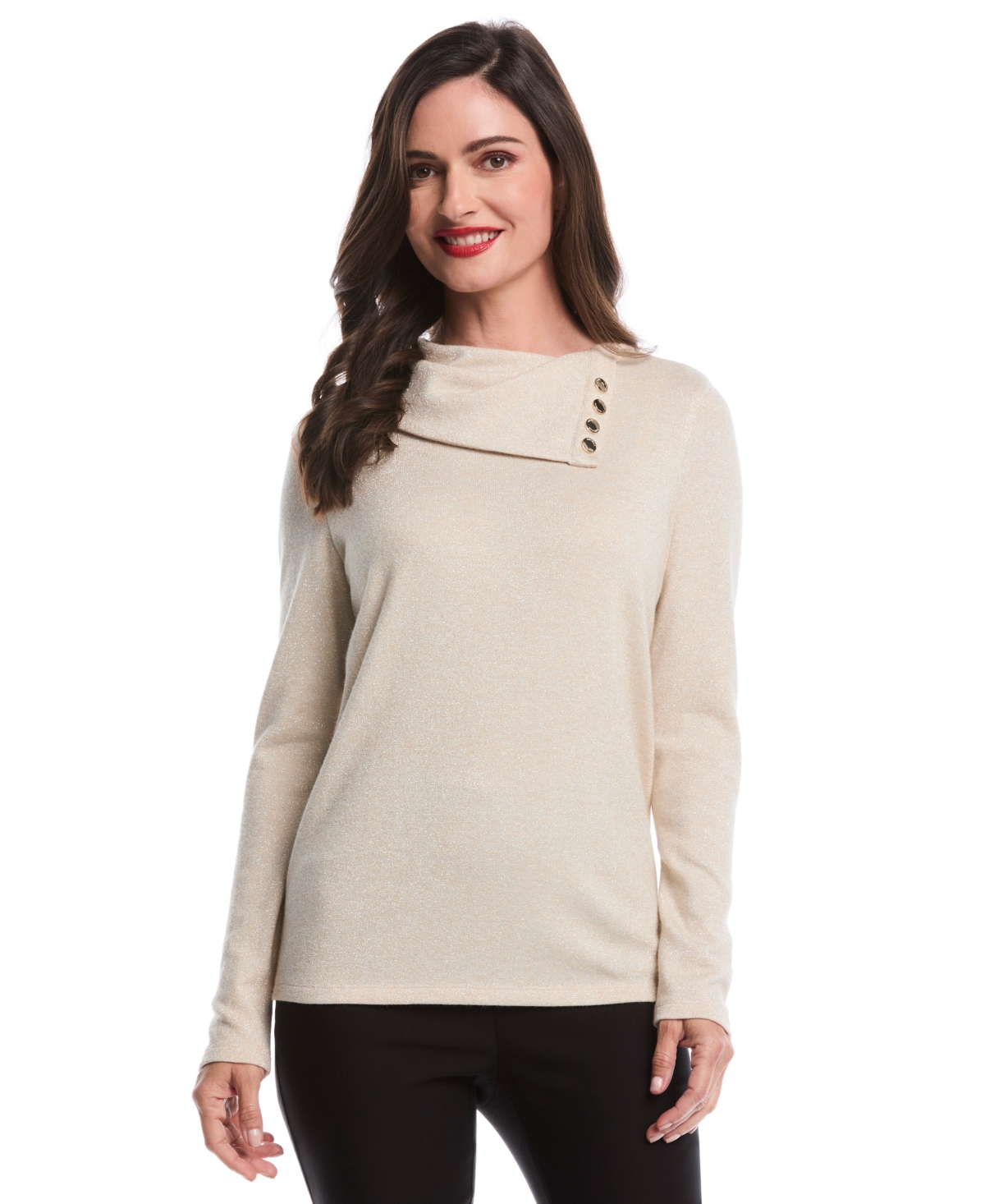 Click here for Rafaella Petite Split Collar Long Sleeve Top - Whe... prices