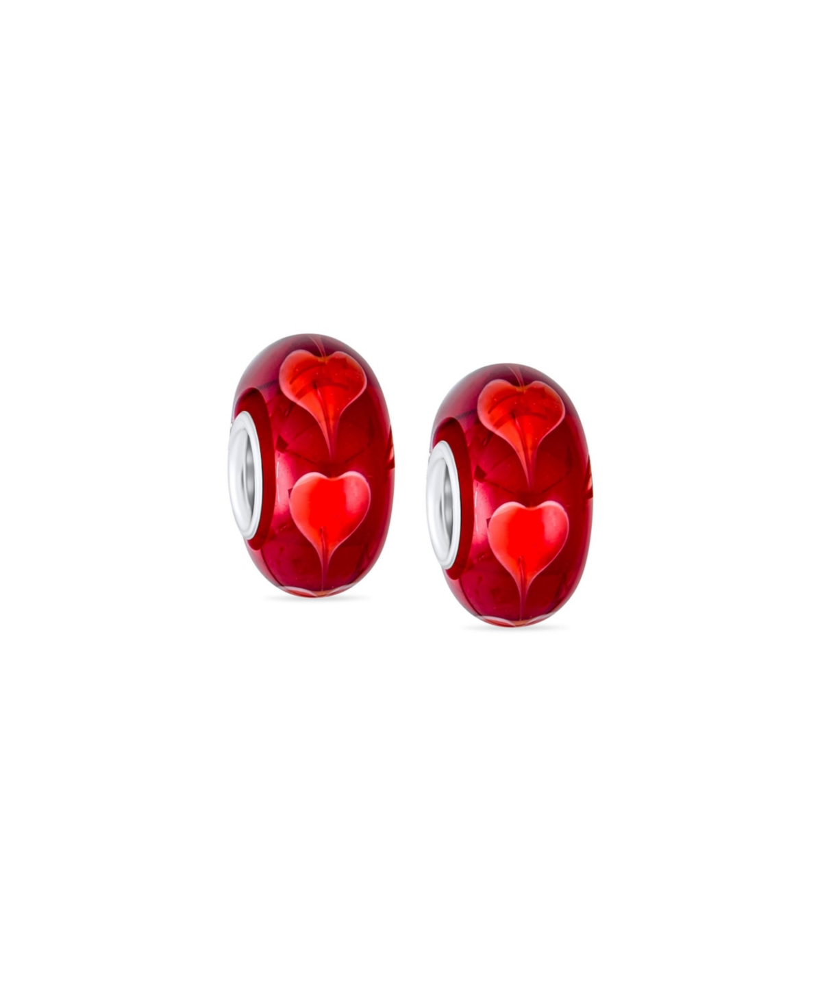 Click here for Bling Jewelry Set of 2 Murano Glass Charm Bead Hea... prices