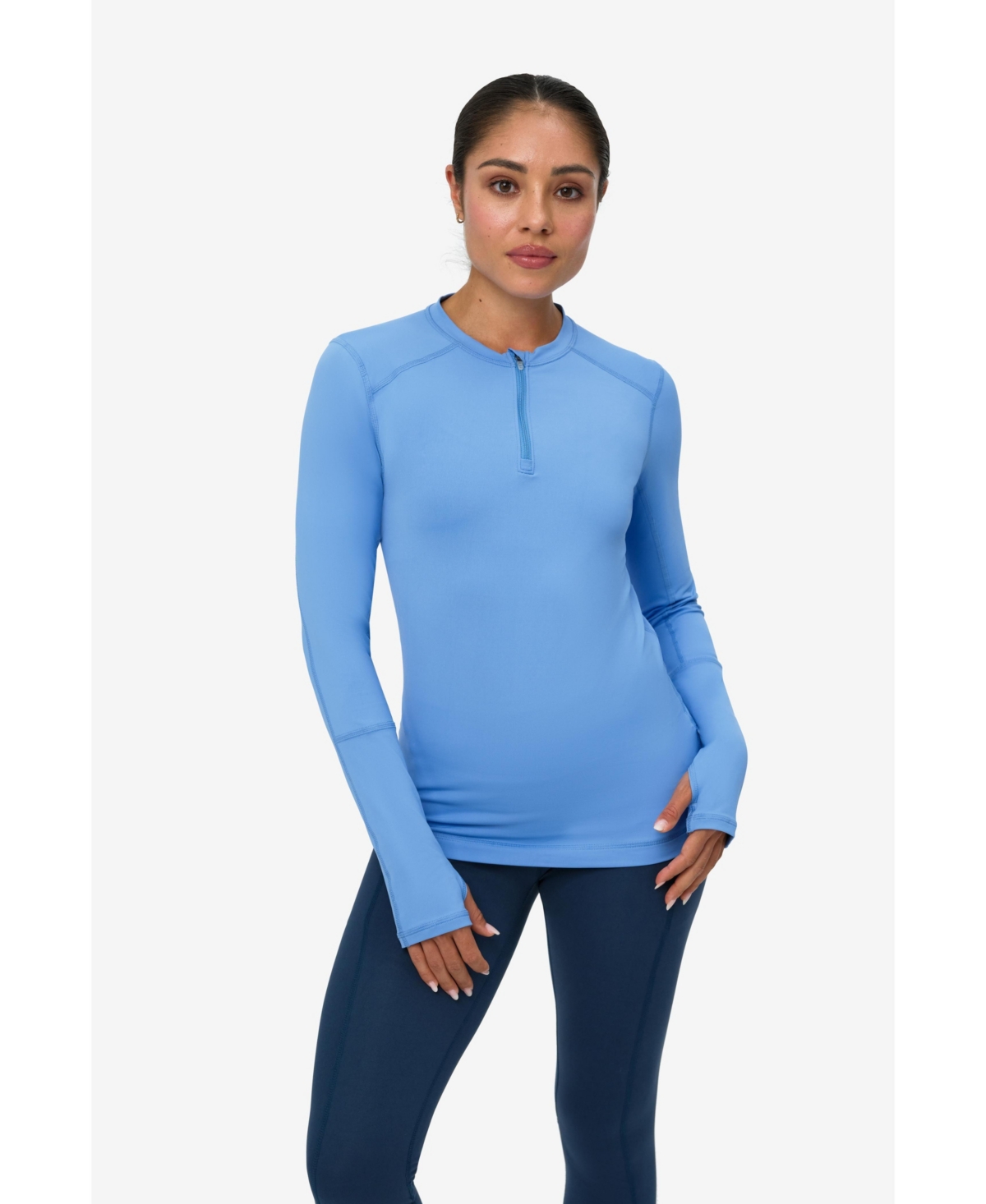 BloqUV Womens Upf 50+ Sun Protective Performance Quarter Zip Crew - Indigo