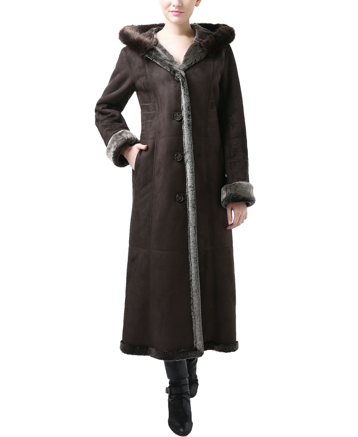 Click here for Bgsd Womens Gianna Hooded Faux Shearling Long Coat... prices