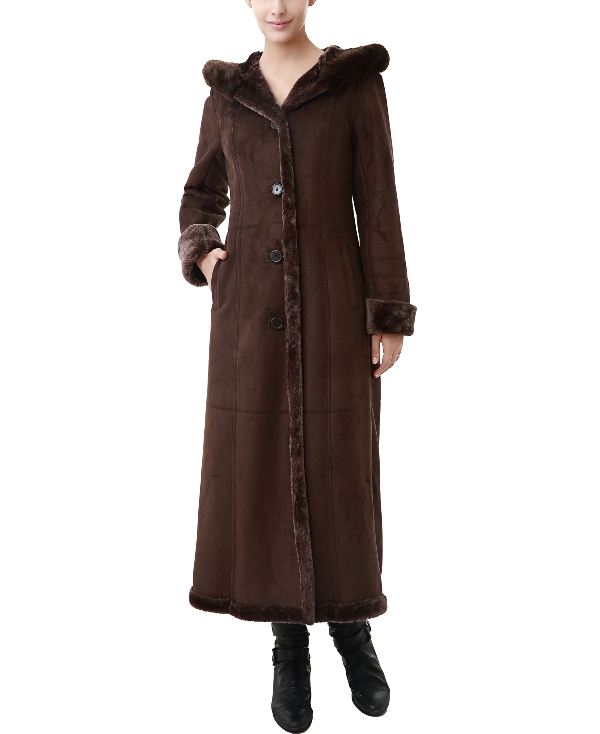 Click here for Bgsd Womens Gianna Hooded Faux Shearling Long Coat... prices