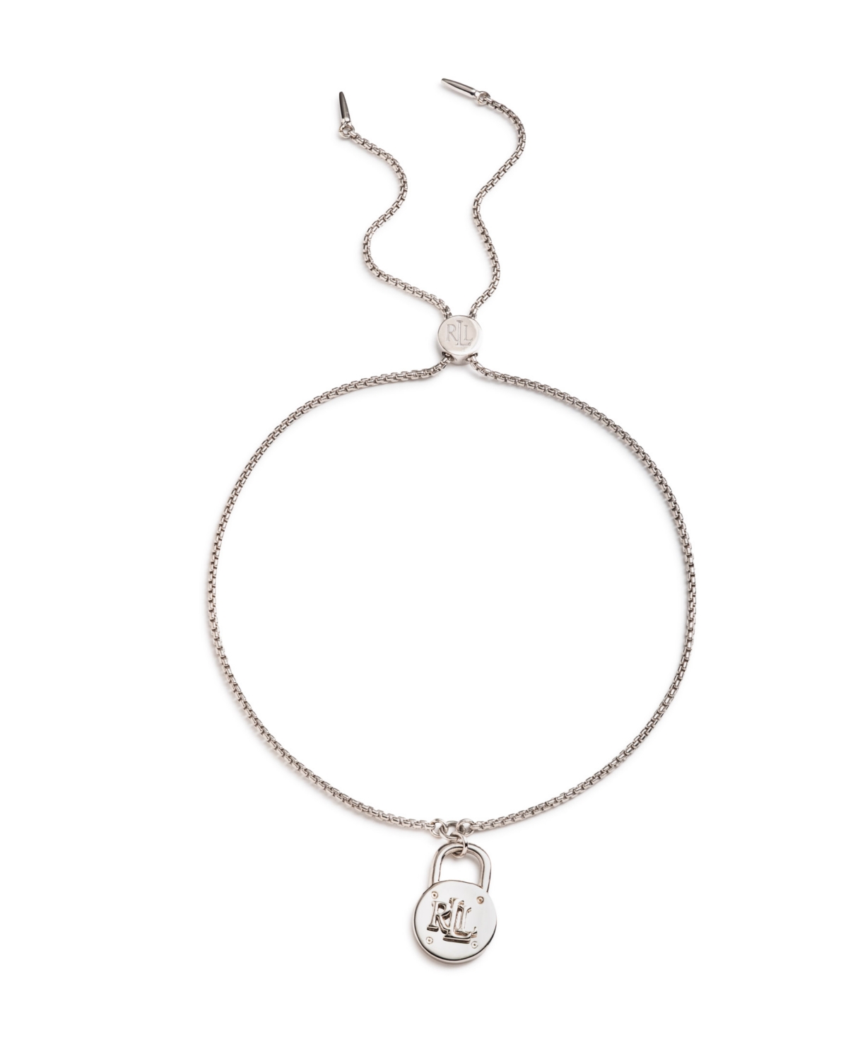 Click here for Lauren Ralph Lauren Silver-Tone Logo Padlock Slide... prices