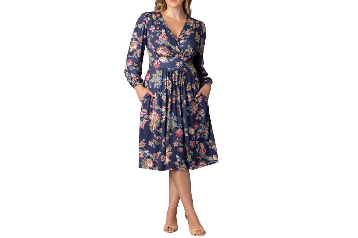 Click here for Kiyonna Plus Size Diana Long Sleeve Midi Dress - N... prices