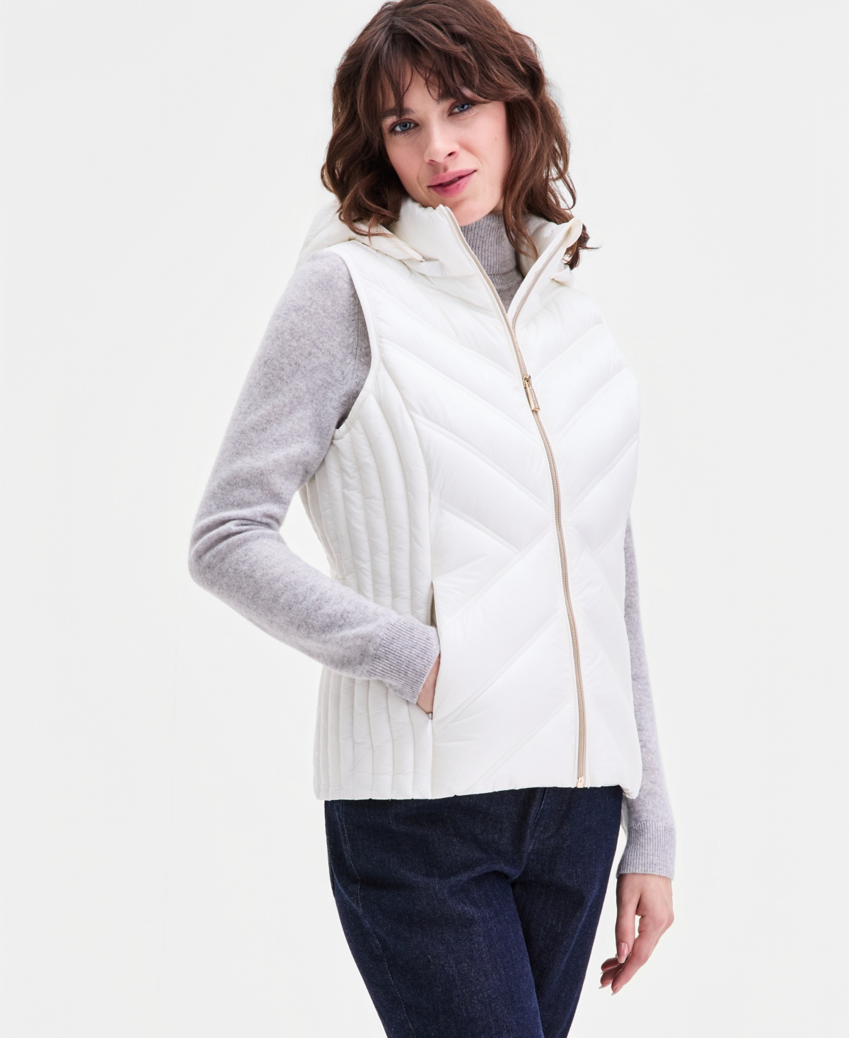 Click here for Michael Michael Kors Womens Hooded Puffer Vest - B... prices