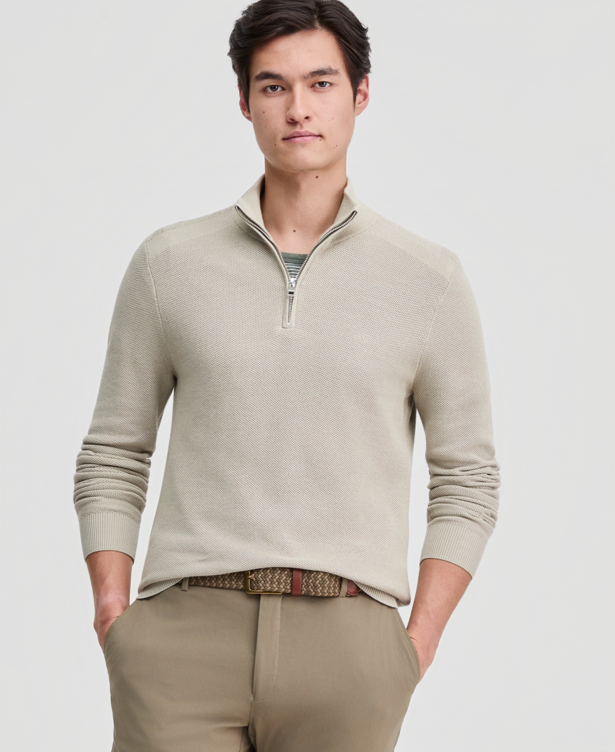 Click here for Michael Kors Mens Mouline Texture Quarter-Zip Swea... prices