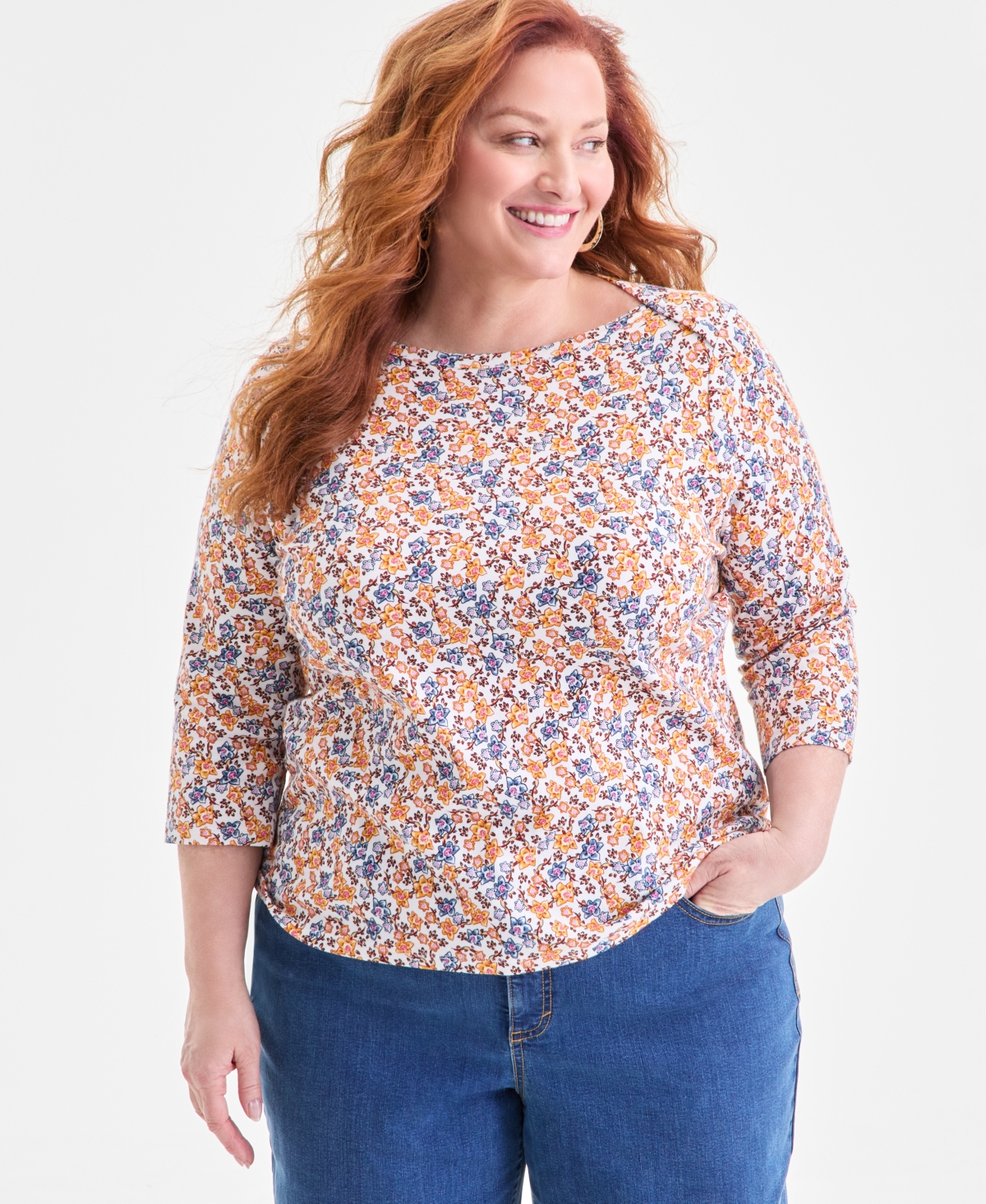 Click here for Style & Co Plus Size Cotton Boat-Neck Top  Macys E... prices