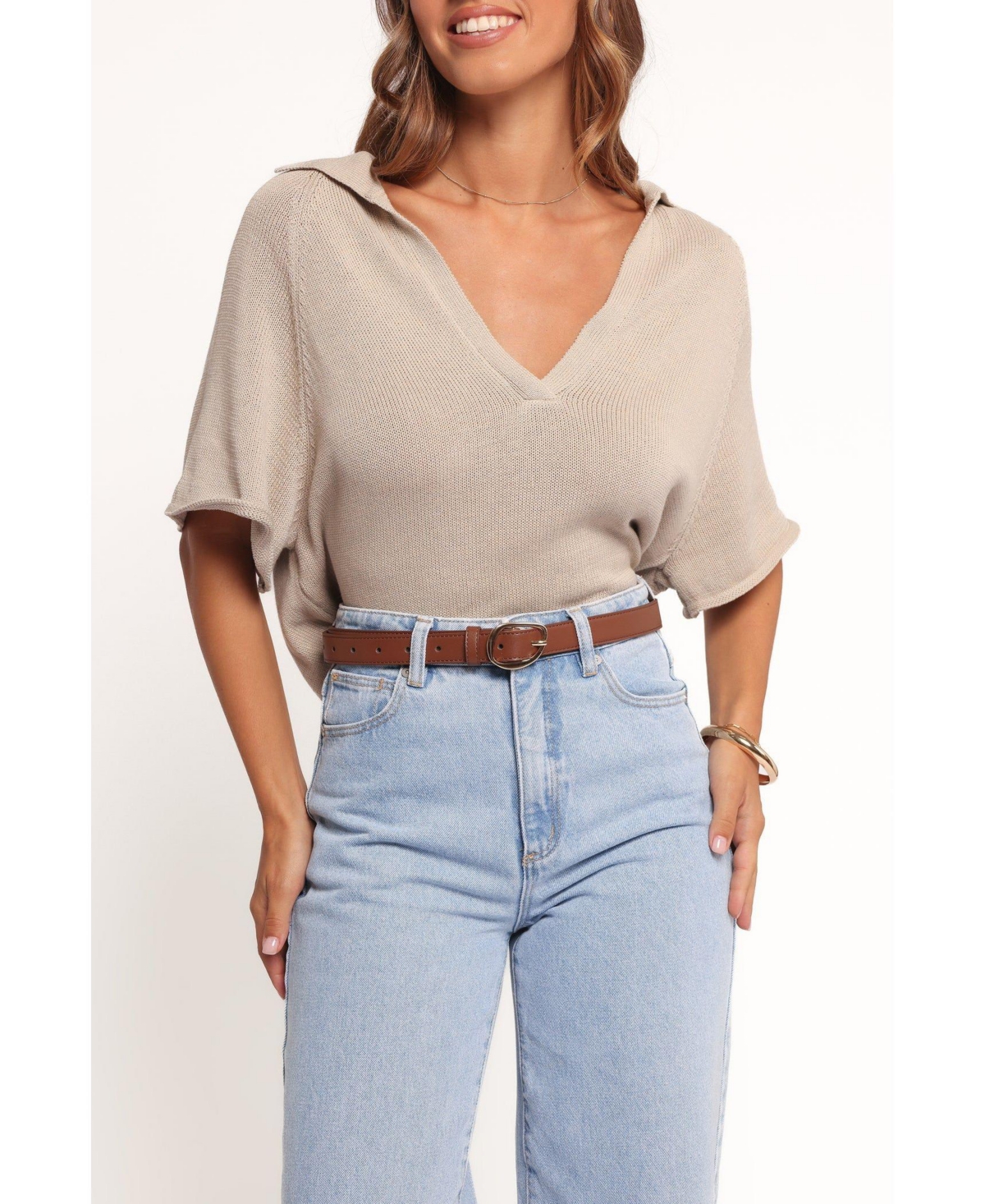 Click here for Petal and Pup Womens Eldora Knitted Top - Oatmeal prices
