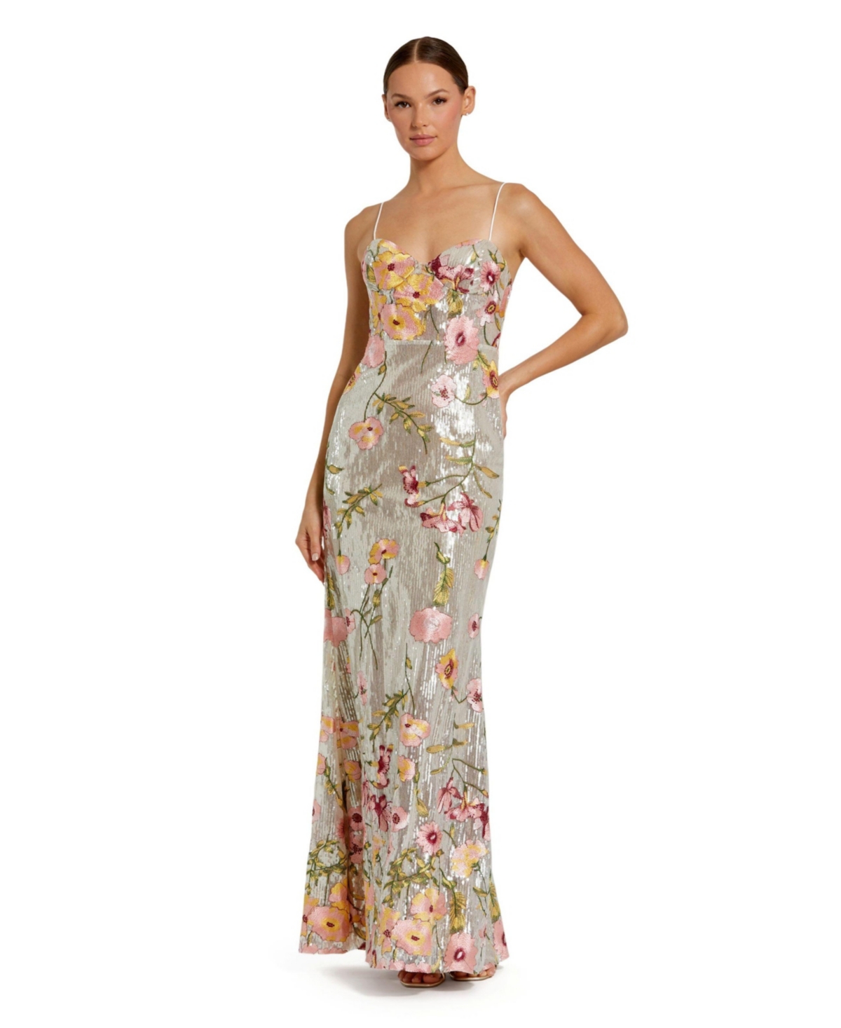 Click here for Mac Duggal Womens Sleeveless Bustier Floral Appliq... prices