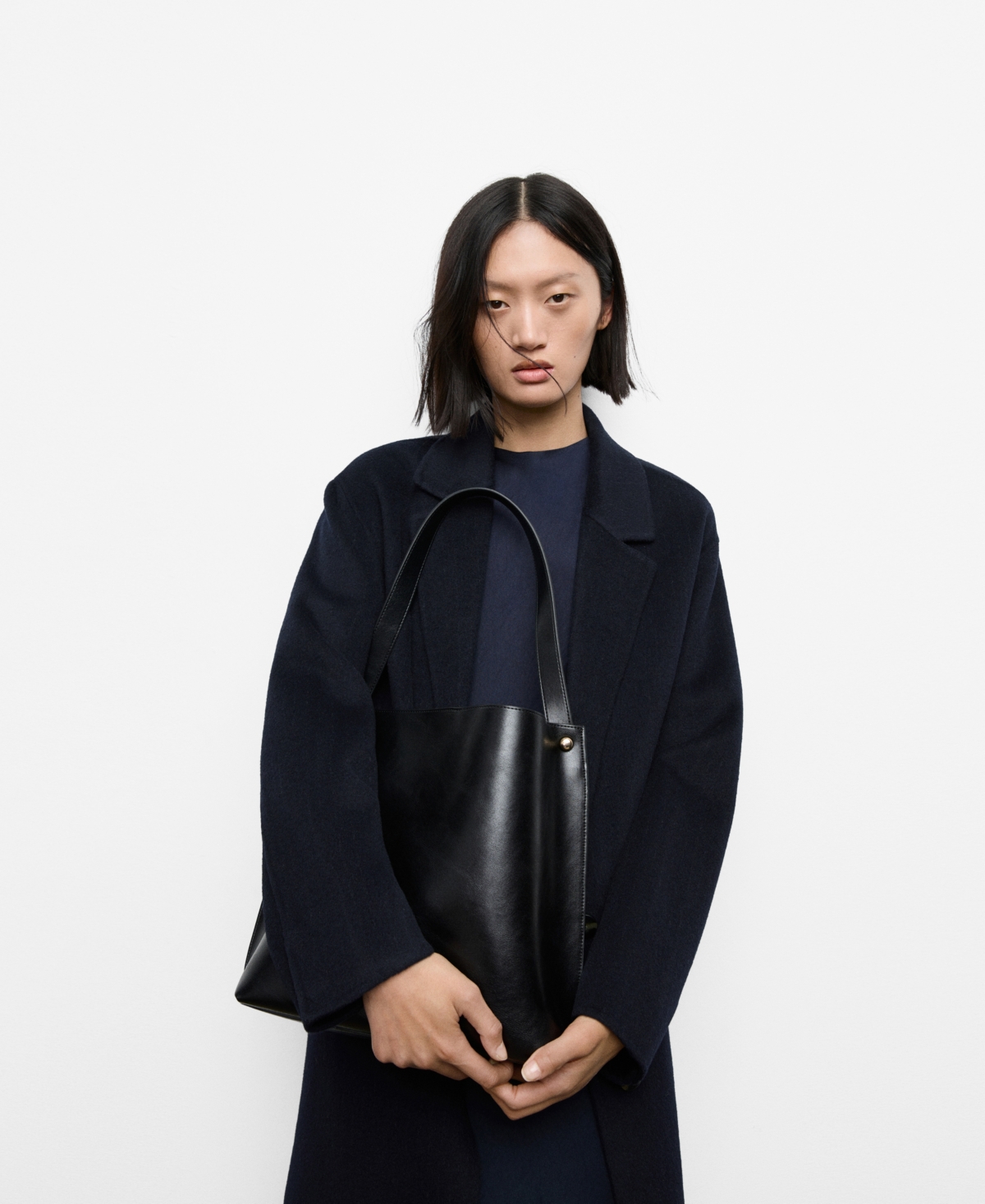 Click here for Mango Womens Wool Overcoat - Dark Navy prices