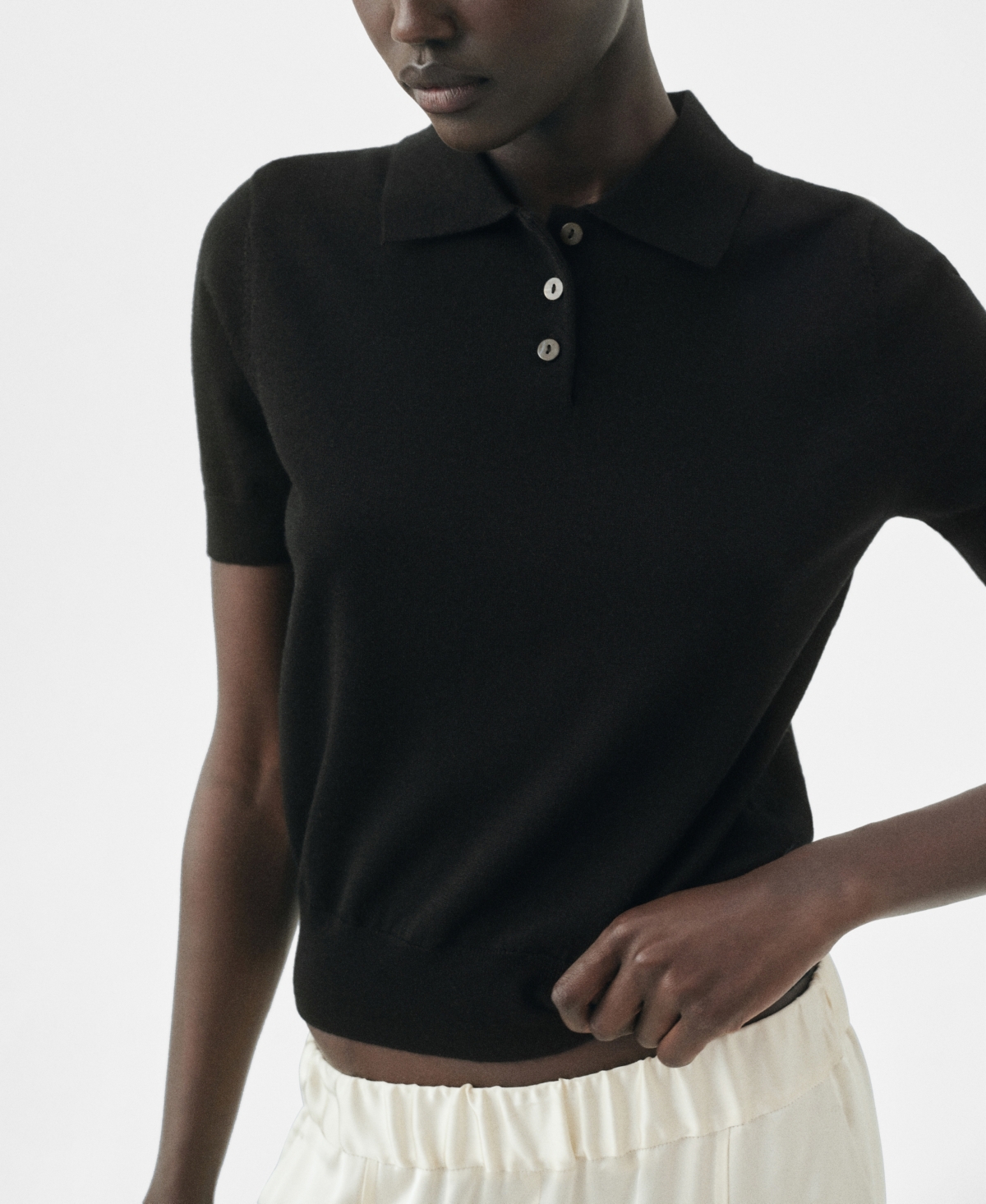 Click here for Mango Womens Wool Polo-Neck Sweater - Black prices