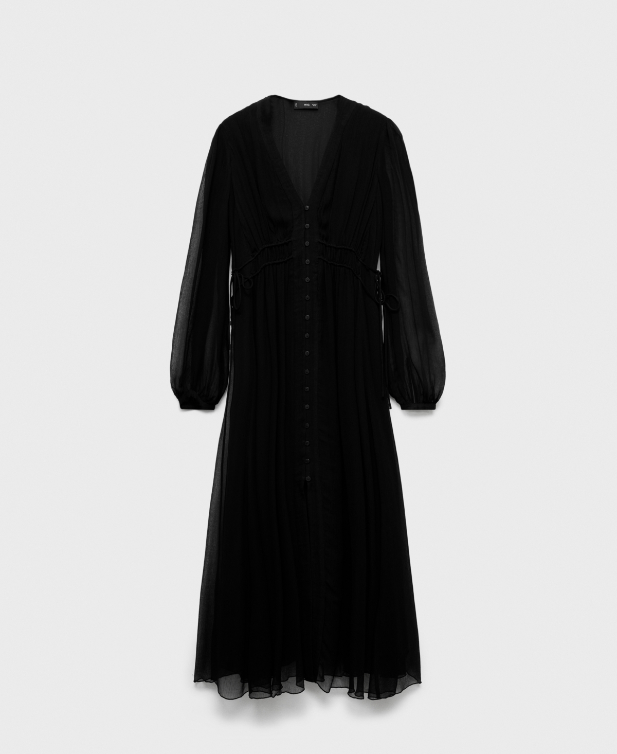 Click here for Mango Womens Puff-Sleeved Chiffon Dress - Black prices