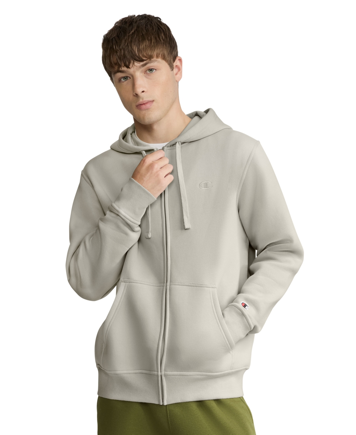 Click here for Champion Mens Powerblend Fleece Zip Hoodie - Beige prices