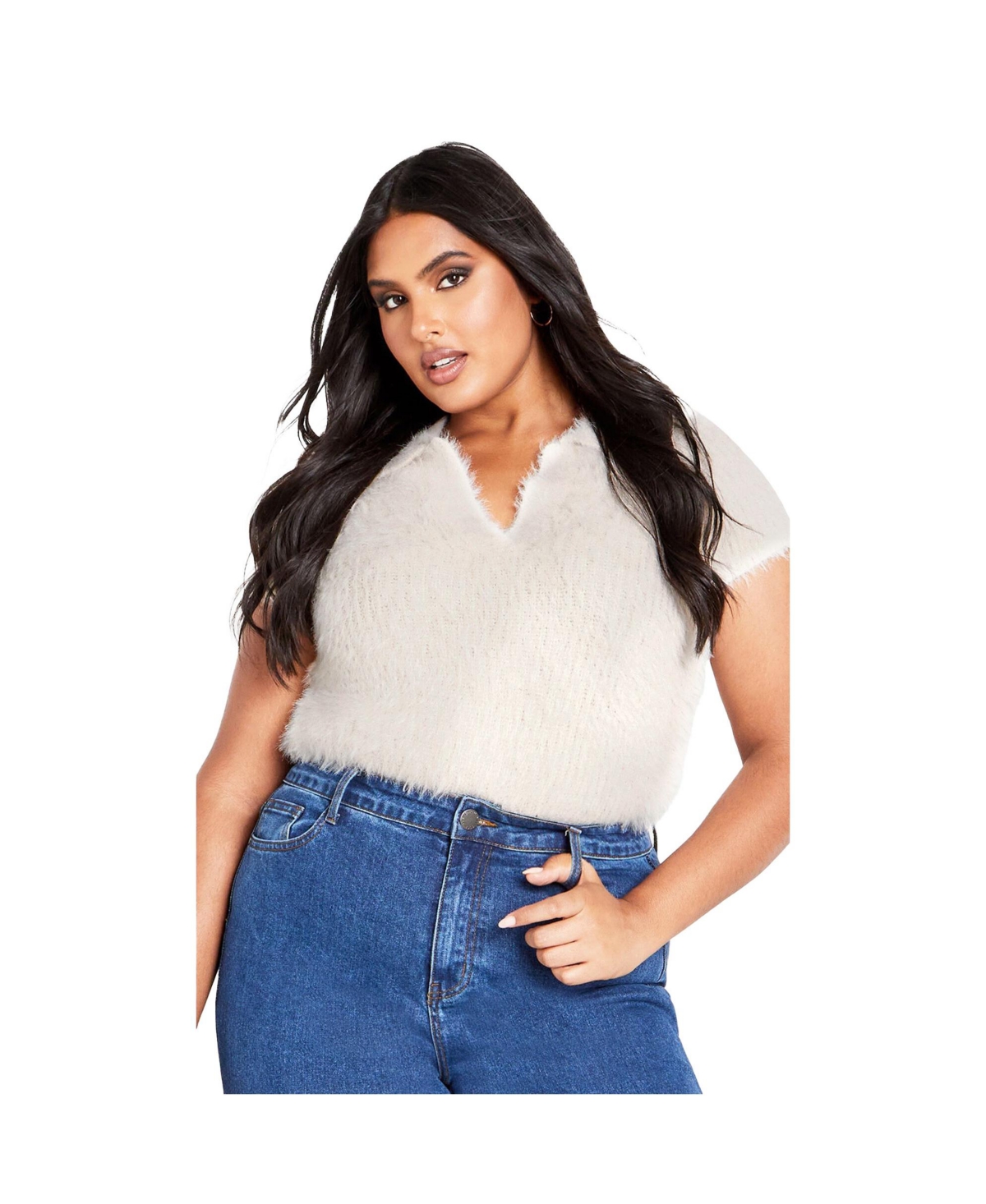 Click here for Avenue Womens Plus Size Cali Collar Sweater - Buff prices