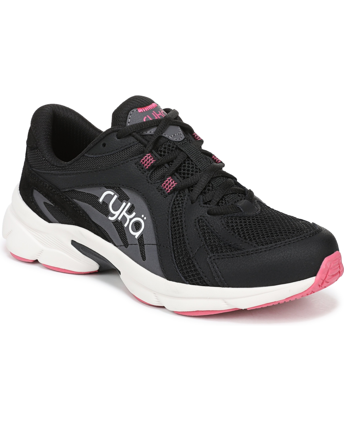 Click here for Ryka Womens Skylift Lace Up Walking Sneakers - Bla... prices