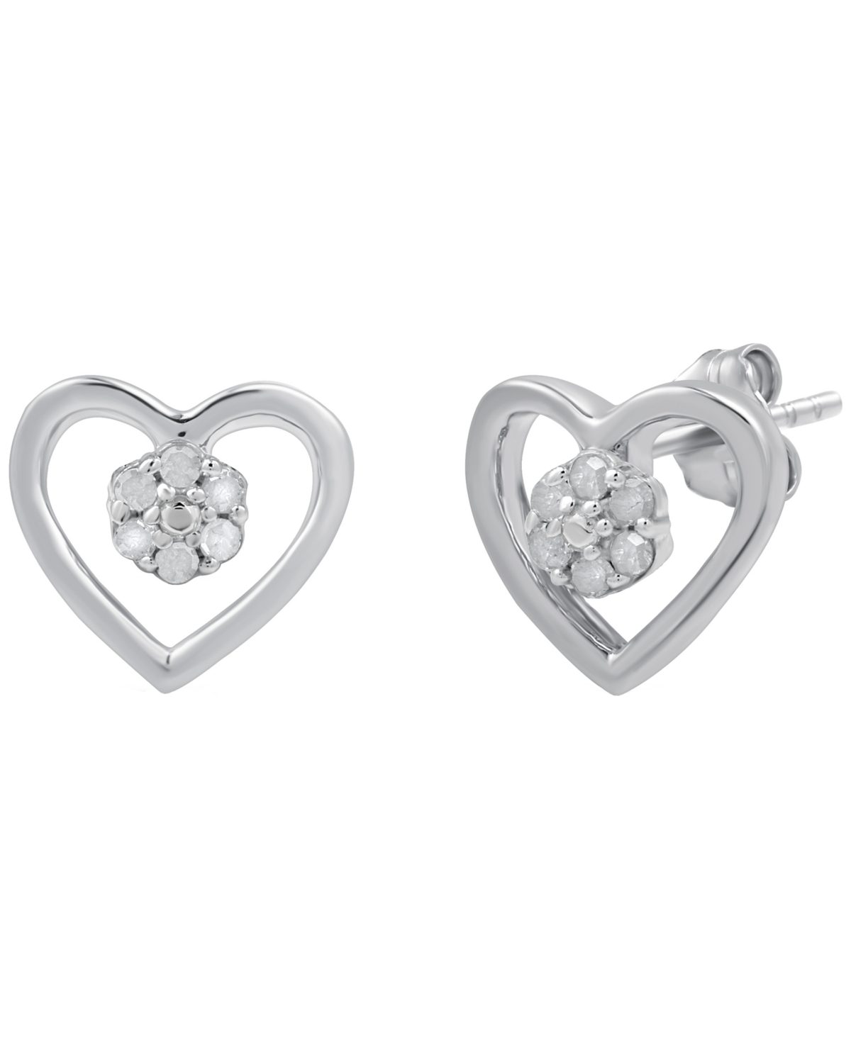 Click here for Macys Diamond Heart Earrings (1/10 ct. t.w.) in St... prices