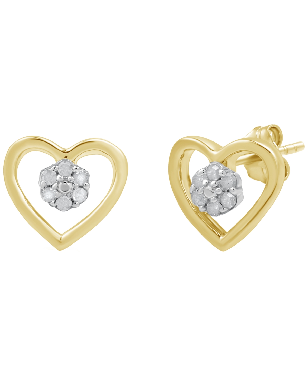 Click here for Macys Diamond Heart Earrings (1/10 ct. t.w.) in St... prices