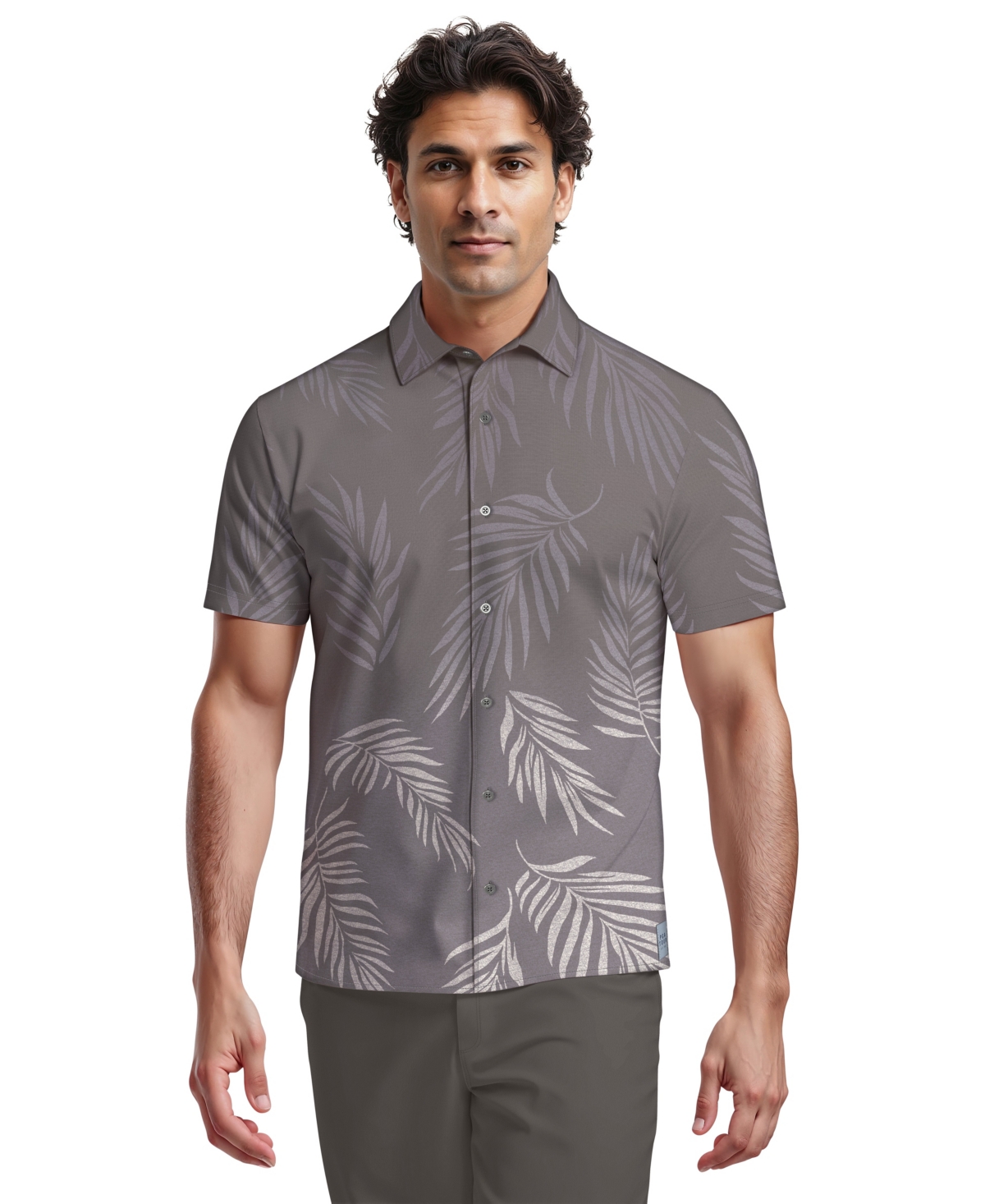 Click here for Pga Tour Mens Botanical Print Short-Sleeve Button-... prices