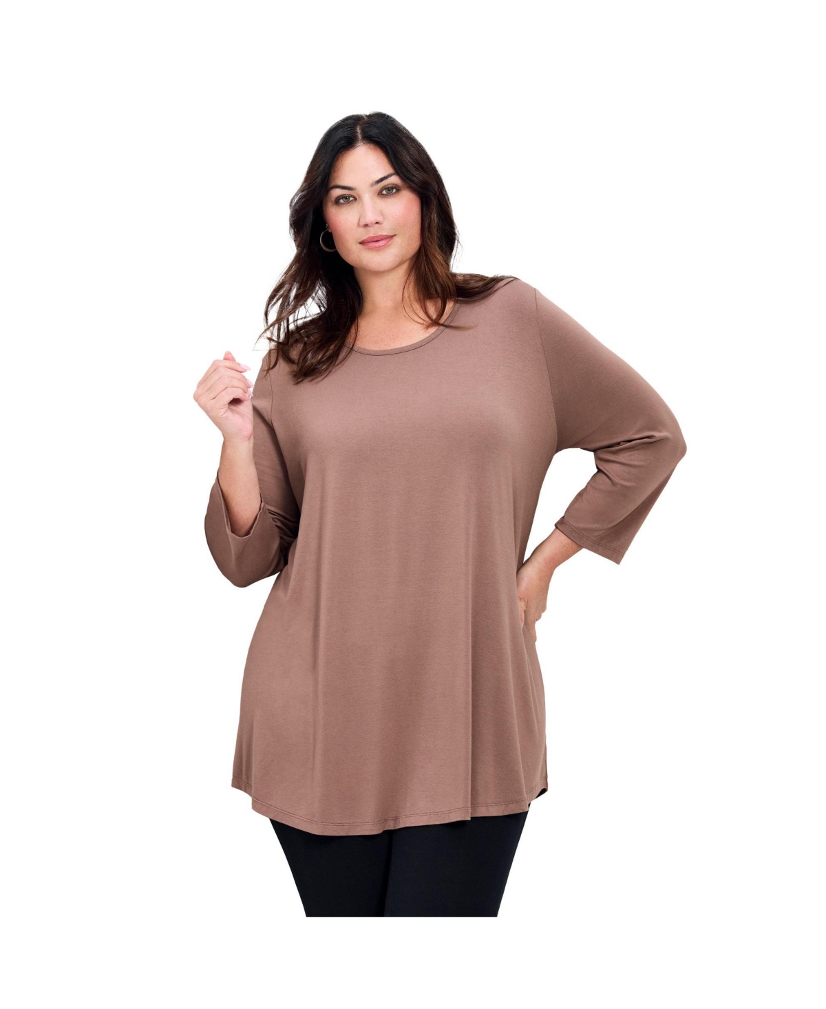 Click here for Avenue Womens Sara Everyday Scoop Neck Tunic - Moc... prices