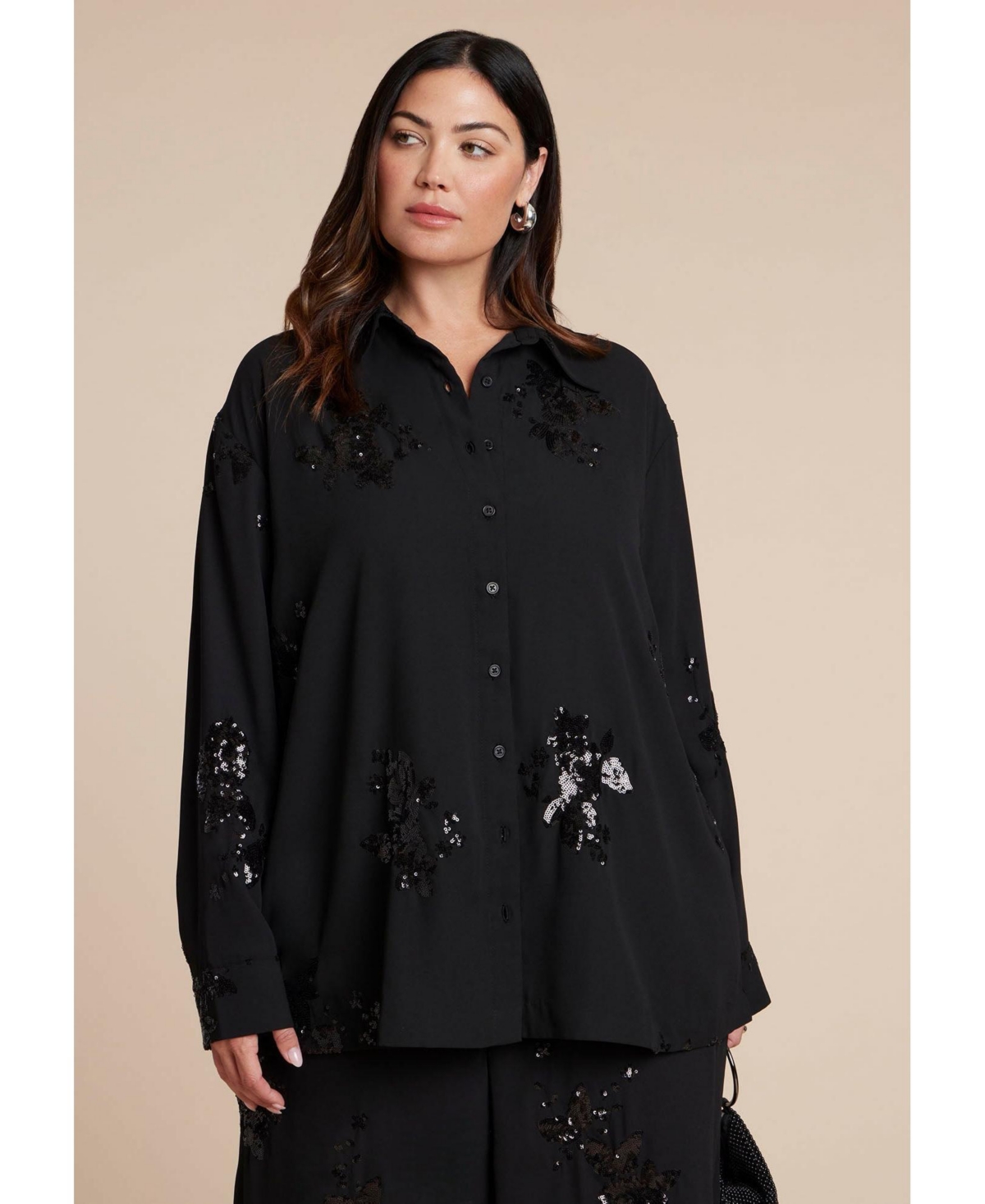 Click here for Eloquii Womens Oversized Embellished Top - Sequin... prices