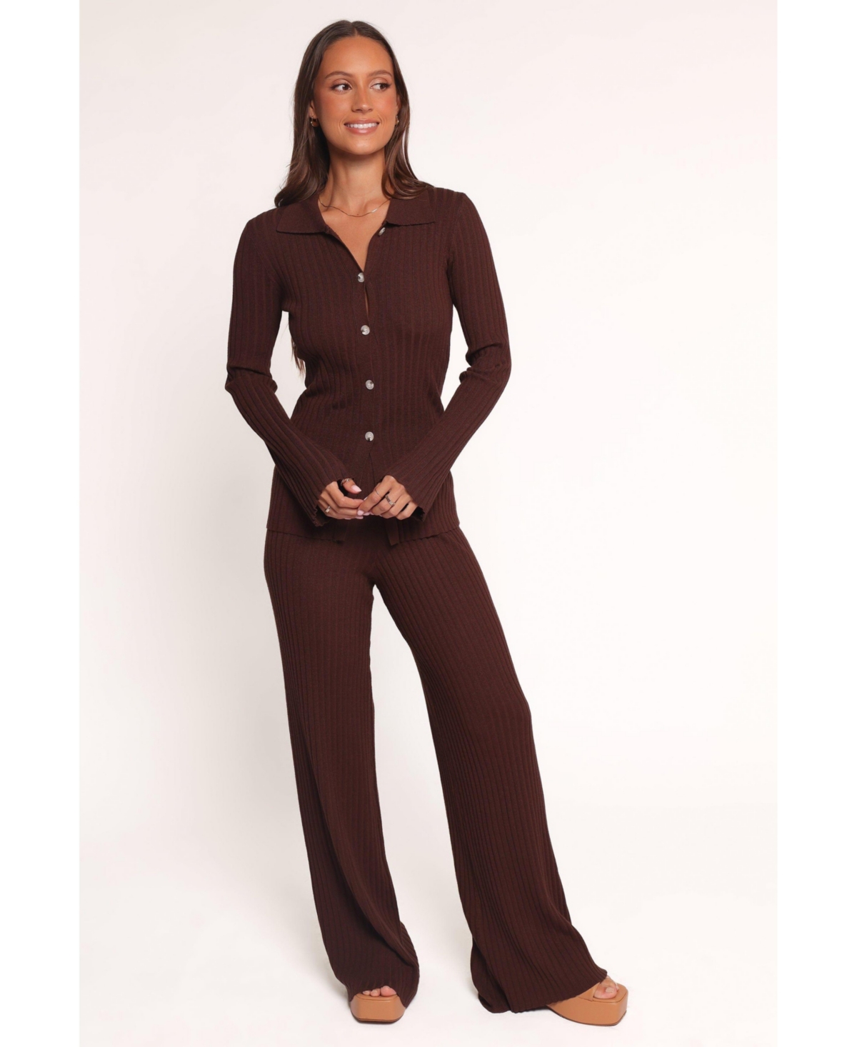Click here for Petal and Pup Womens Aylia Ribbed Knit Set - Choco... prices