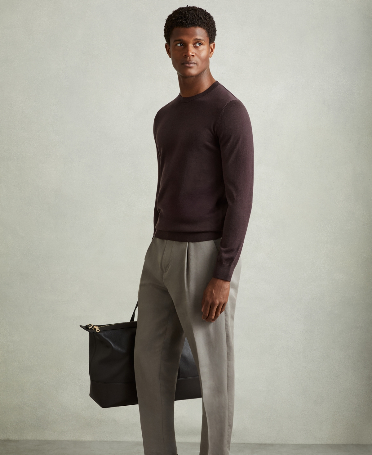 Click here for Reiss Mens Merino Wool Crew Neck Sweater - Dark Bo... prices