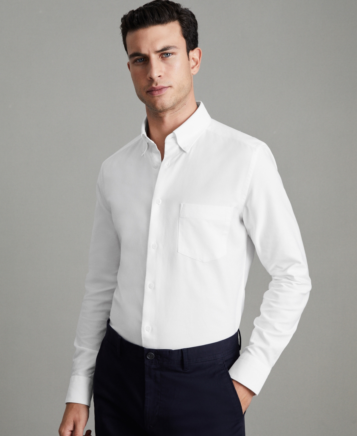 Click here for Reiss Mens Slim-Fit Button-Down Collar Cotton Oxfo... prices