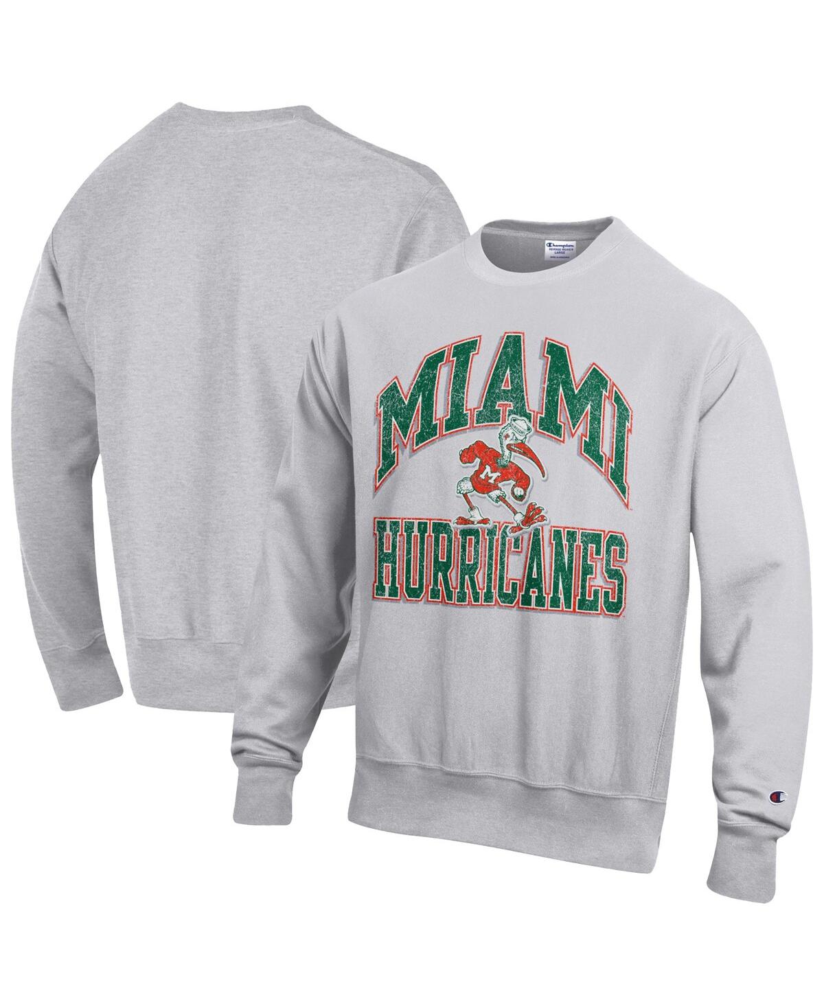 Click here for Champion Mens Gray Miami Hurricanes Distressed Arc... prices