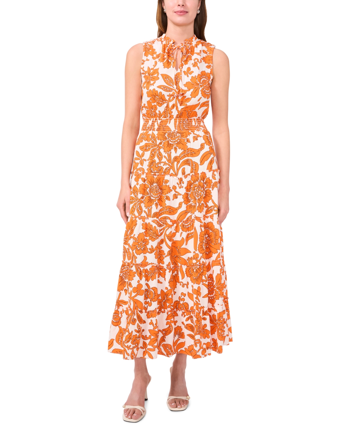 Click here for Msk Womens Sleeveless Tie Neck Maxi Dress - White... prices