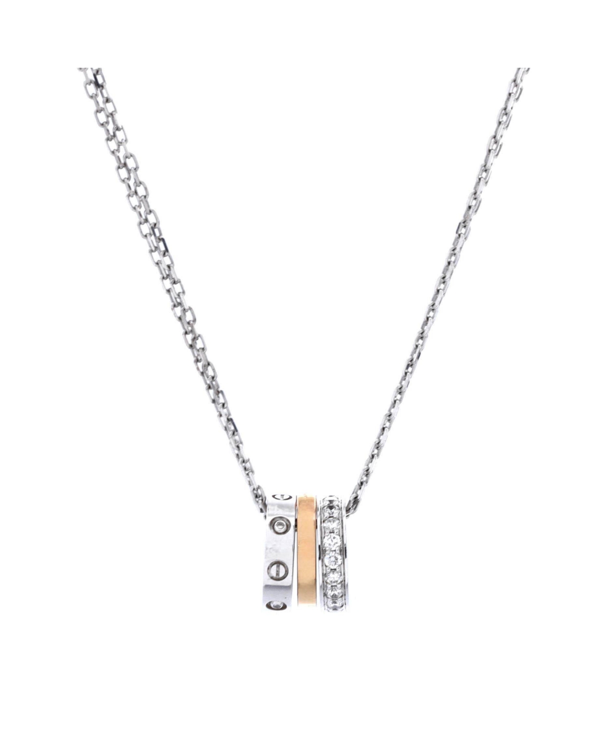 Click here for Pre-Owned Cartier Love 3 Ring Pendant Necklace - 1... prices