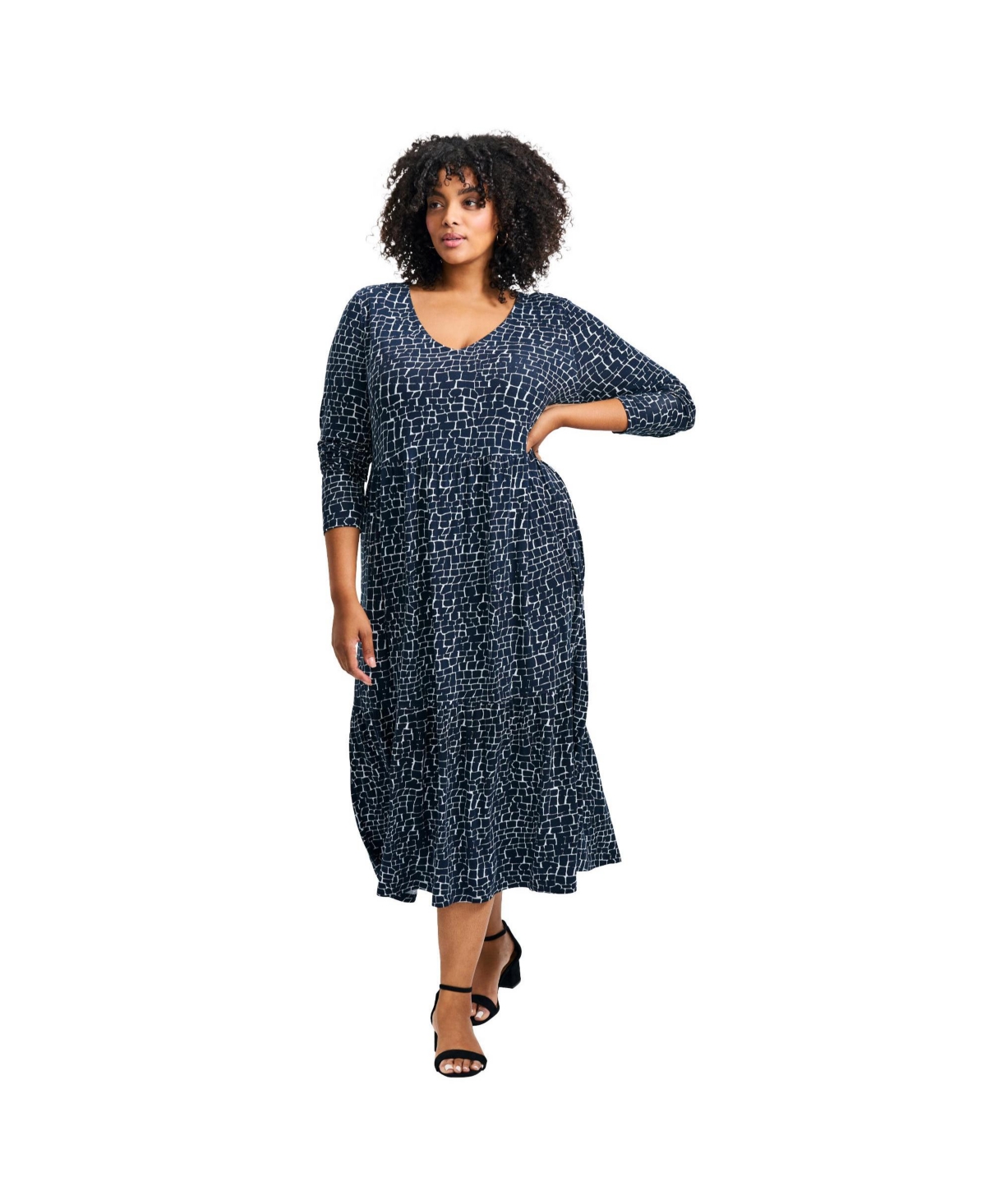 Click here for Avenue Womens Plus Size Nylah Tiered Knit Dress -... prices