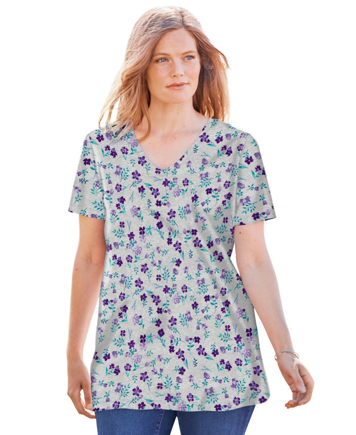 Click here for Woman Within Plus Size Perfect Printed Short-Sleev... prices