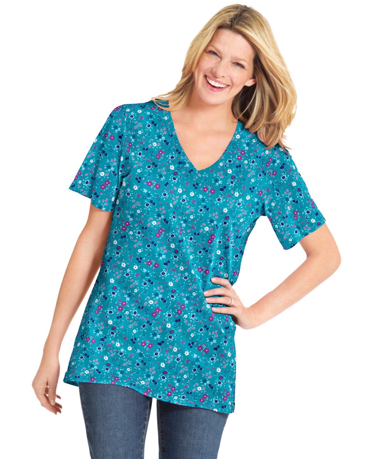 Click here for Woman Within Plus Size Within Perfect Printed Shor... prices