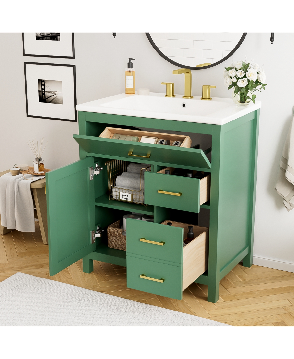 Click here for 30-Inch Blue Bathroom Vanity with Ceramic Sink and... prices