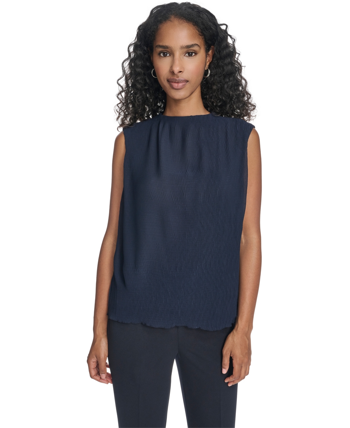Click here for Calvin Klein Womens Printed Sleeveless Top - Navy prices