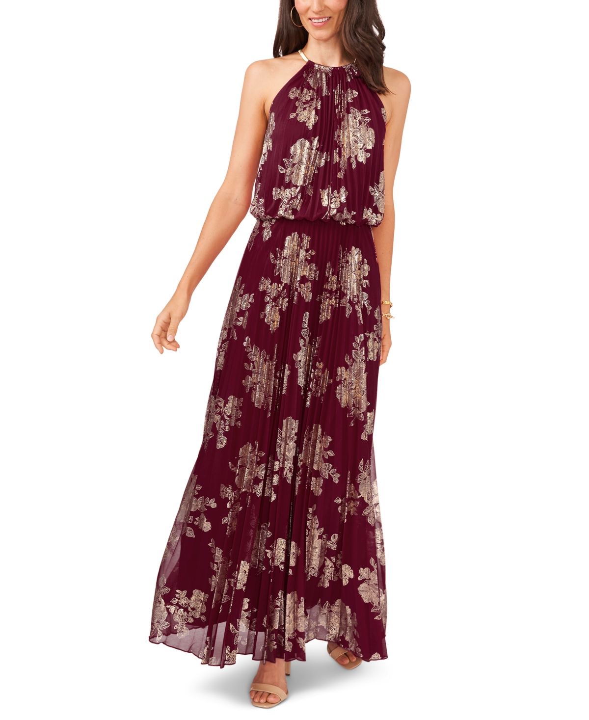 Click here for Msk Womens Embellishment Halter-Neck Pleated Dress... prices