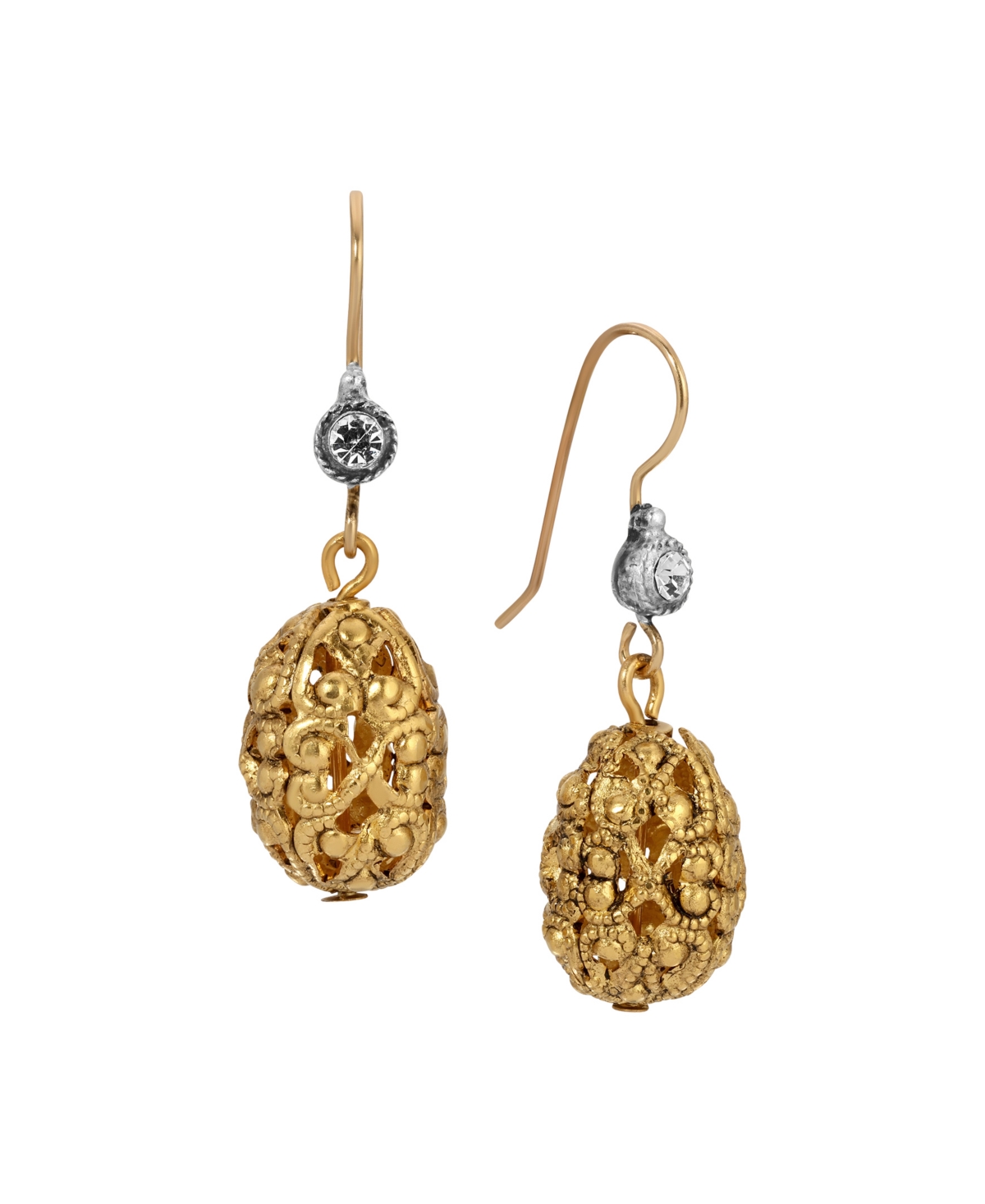 Click here for 2028 Filigree Bead Crystal Drop Wire Earrings - Ye... prices