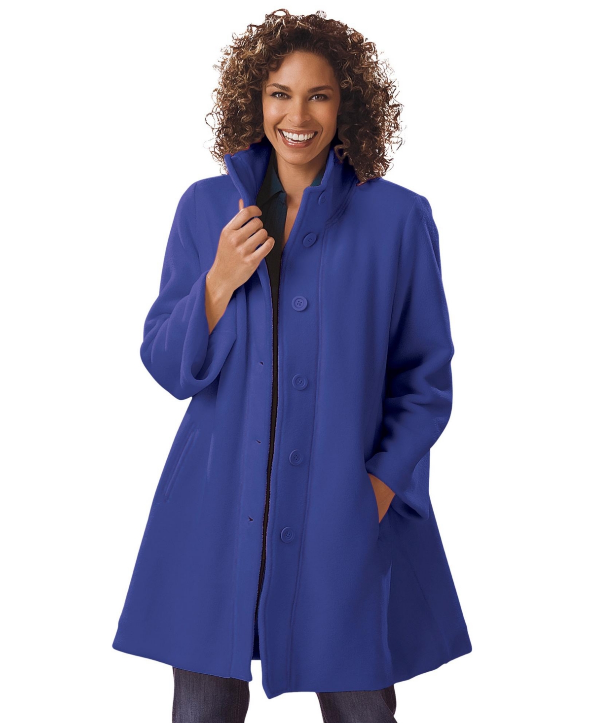 Click here for Woman Within Womens Plus Size Fleece Swing Funnel-... prices