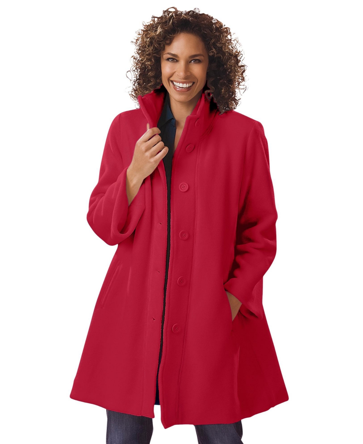 Click here for Woman Within Womens Plus Size Fleece Swing Funnel-... prices