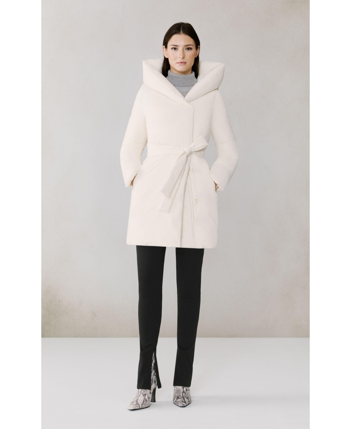 Click here for Soia & Kyo Womens Adelaide Wrap Down Coat - Powder prices