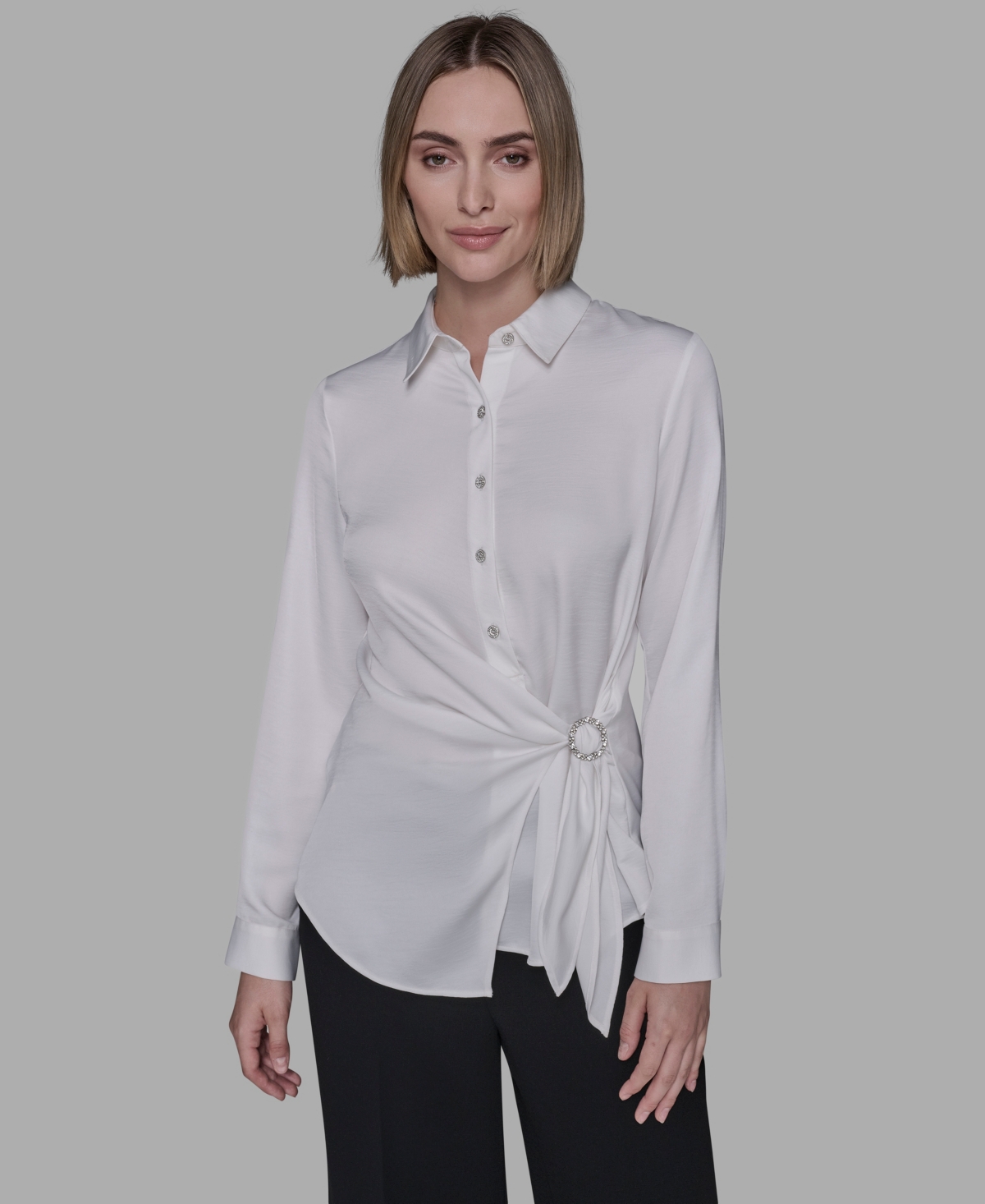 Click here for Karl Lagerfeld Paris Womens Long Sleeve Surplice R... prices