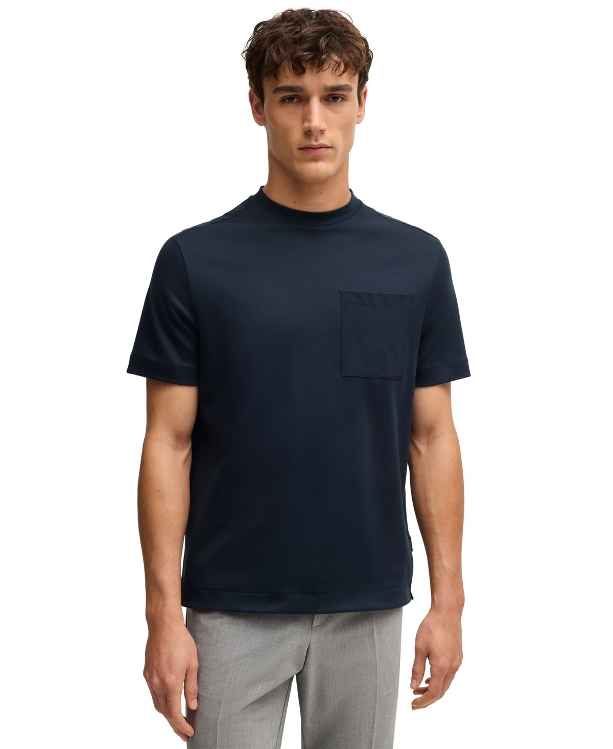 Click here for Boss by Hugo Boss Mens Tonal Trim Cotton-Blend T-S... prices